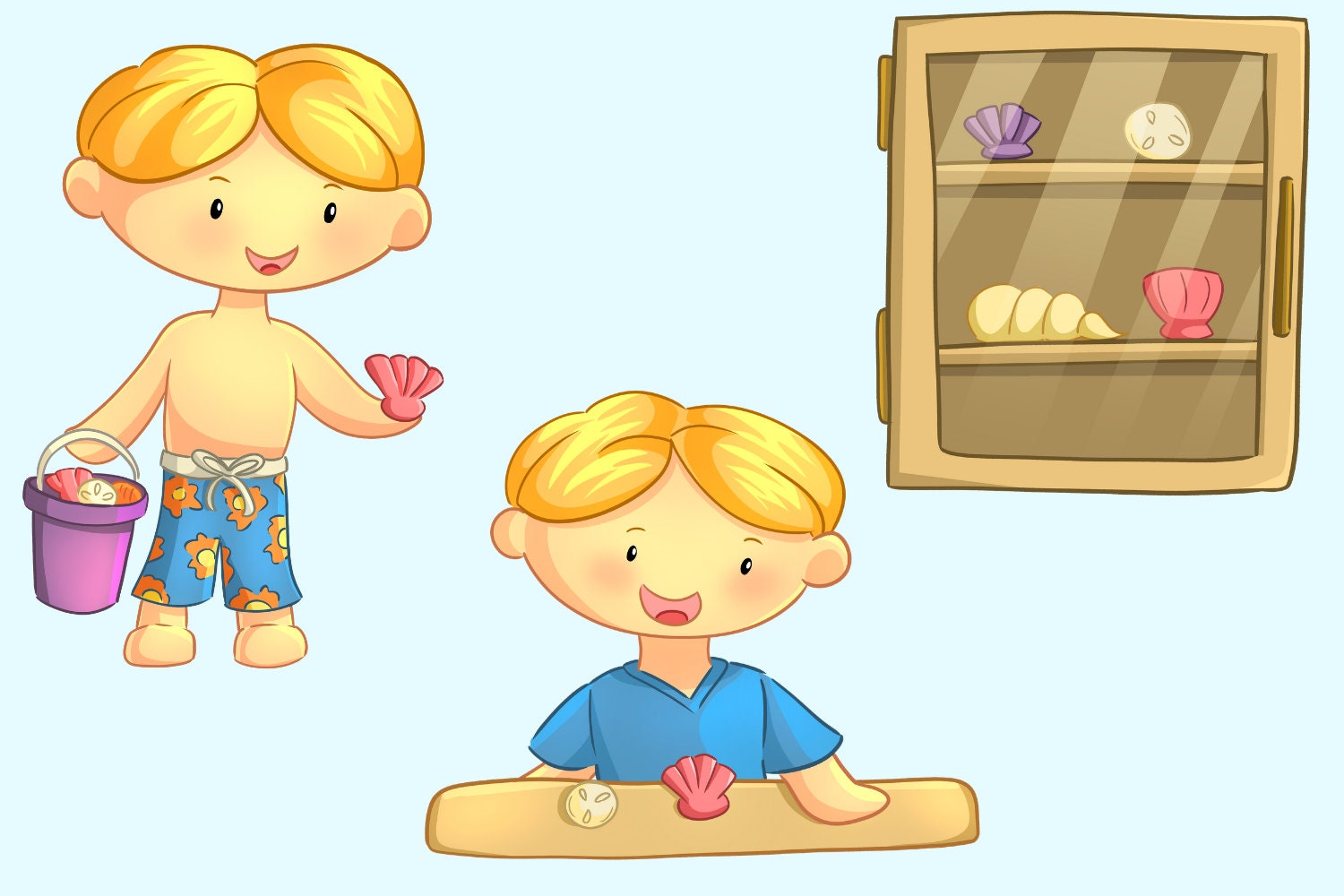 Kids Collecting Things Cute Clipart Kawaii Collections Cute - Etsy