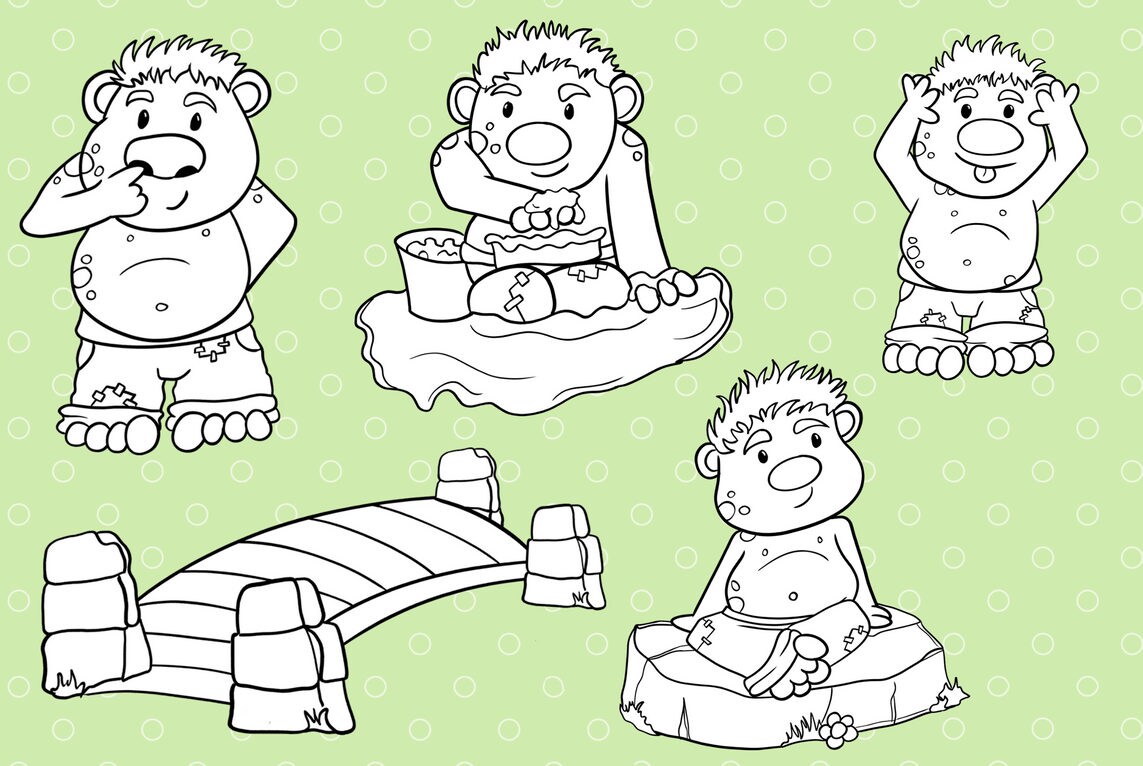Cute Funny Trolls Digital Stamps - Silly Troll Illustrations - Trolls ...
