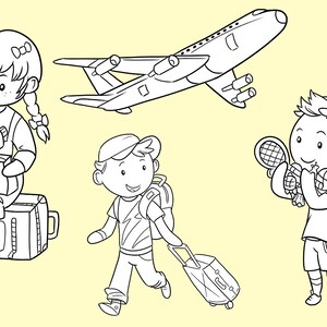 Cute Kids Packing Clip Art, Packing for Vacation, Vacation Clipart ...