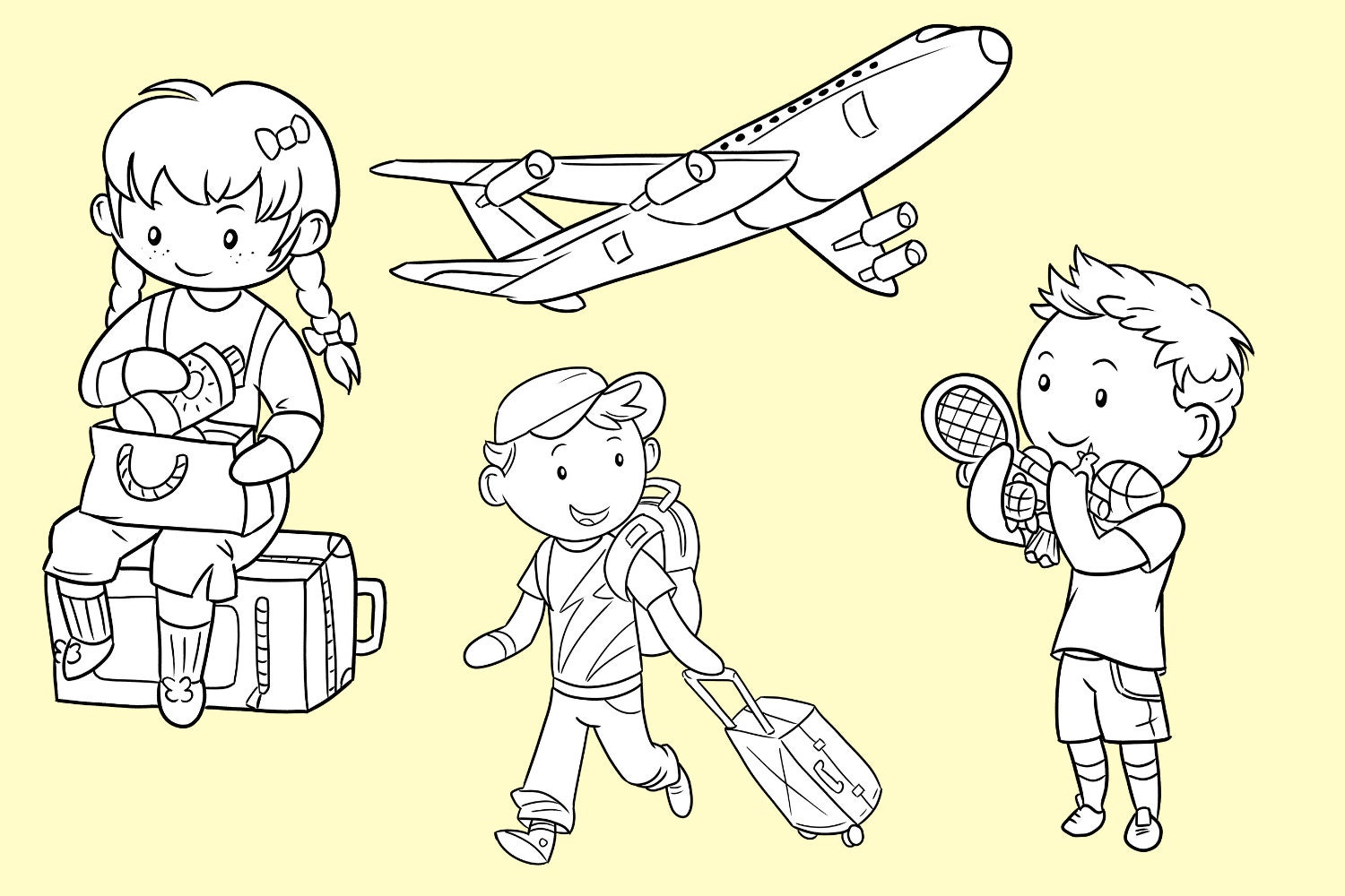 Cute Kids Packing Clip Art Packing for Vacation Vacation - Etsy