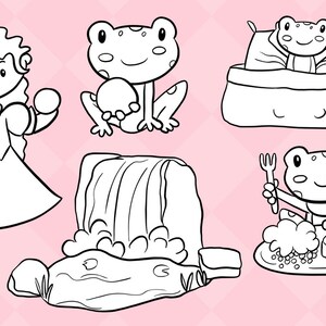 Princess and the Frog Digital Stamps, Frog Prince Black and White ...