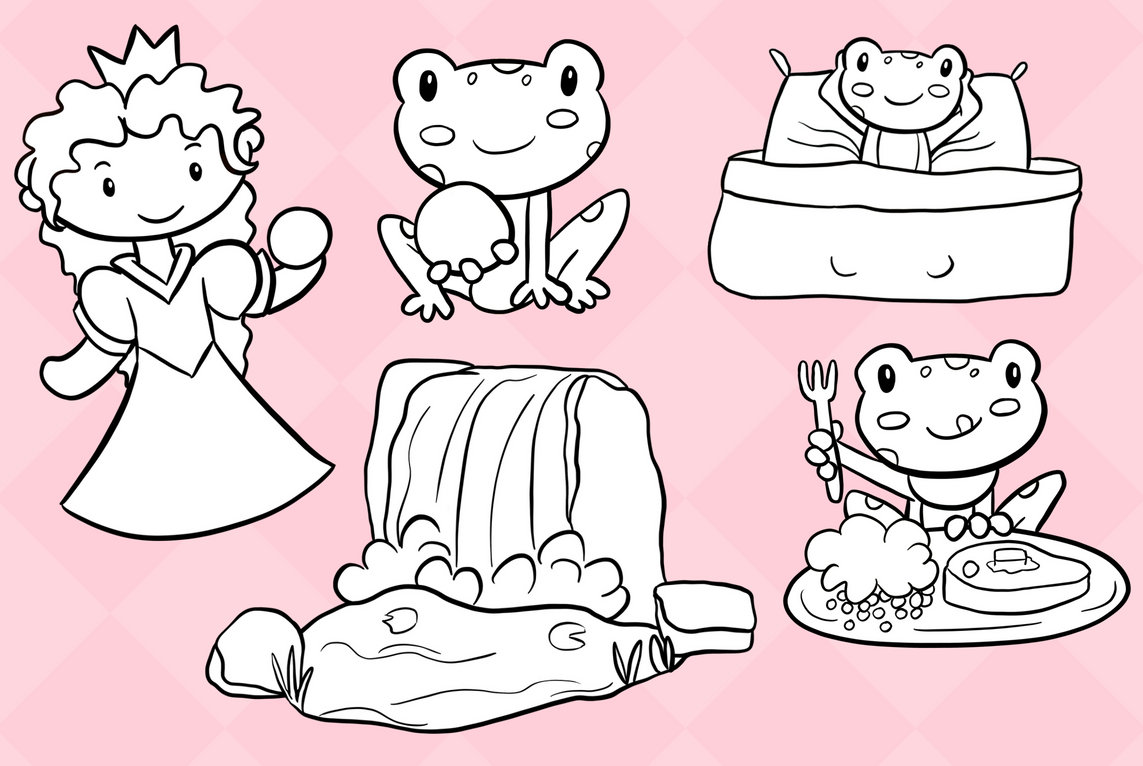 Princess and the Frog Digital Stamps, Frog Prince Black and White ...