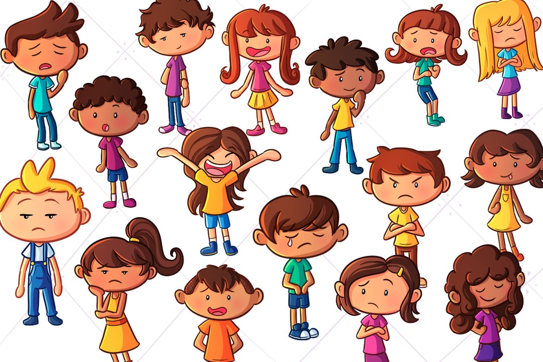 Emotion Kids Clip Art Collection, Emotions Clipart, School Kids ...