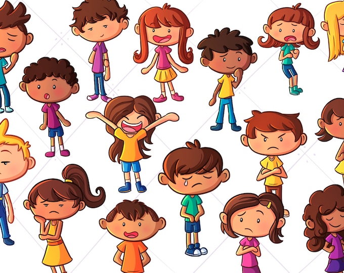 Cute Kid With Different Emotions, PNG Clip Art, Kids Emotion Clip Art ...