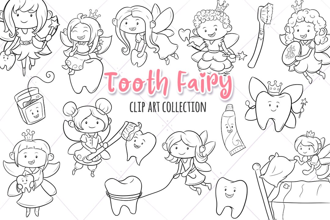 Cute Tooth Fairy Clip Art, Tooth Fairy Clipart, Kids Dentist Clipart - Etsy