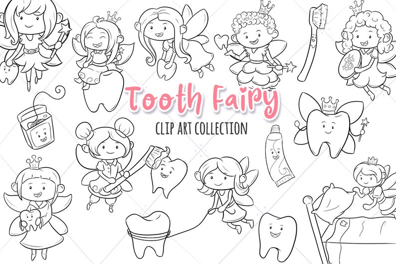 Cute Tooth Fairy Clip Art Tooth Fairy Clipart Kids Dentist - Etsy