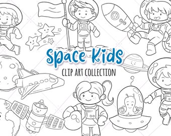 Space Clipart Black and White | Etsy