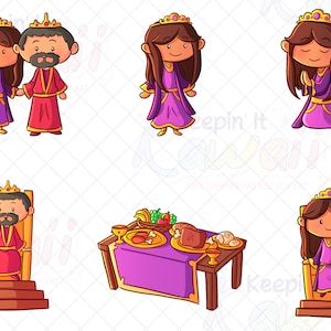 Queen Esther Bible Story Clipart, Bible Characters Clipart, Old ...