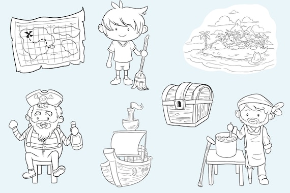 Pirate Treasure Black And White Clipart Clipart Kid