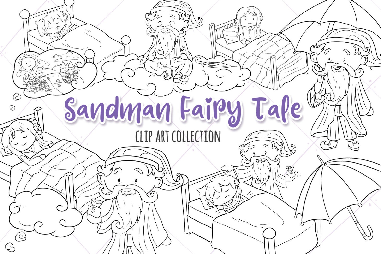 Sandman Fairy Tale Clip Art Collection Cute Dreams Clipart | Etsy