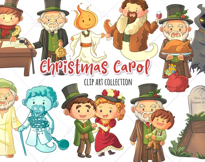A Christmas Carol Cute Clip Art Illustrations, Christmas Carol Scrooge ...
