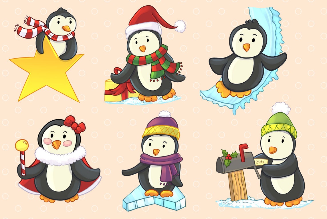 Penguin Christmas Clip Art Collection, Cute Christmas Clip Art ...