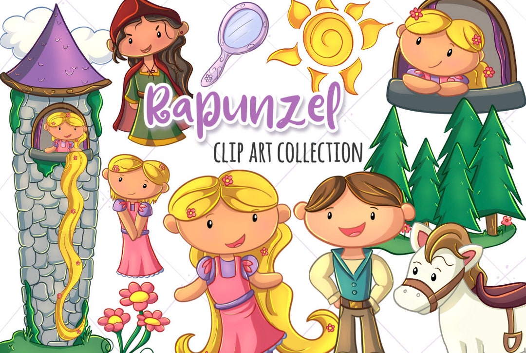 Rapunzel Fairy Tale Clip Art Collection, Rapunzel Storybook Clipart ...