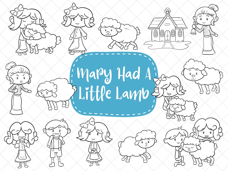 Mary Had A Little Lamb Clip Art, Nursery Rhyme Clipart, Little Lamb ...