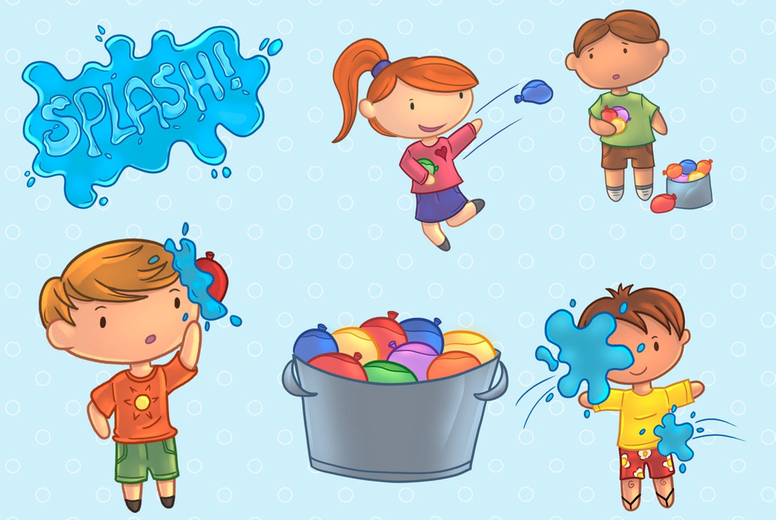 Clipart, Digital Download, Instant Download, Water Balloons, Water ...