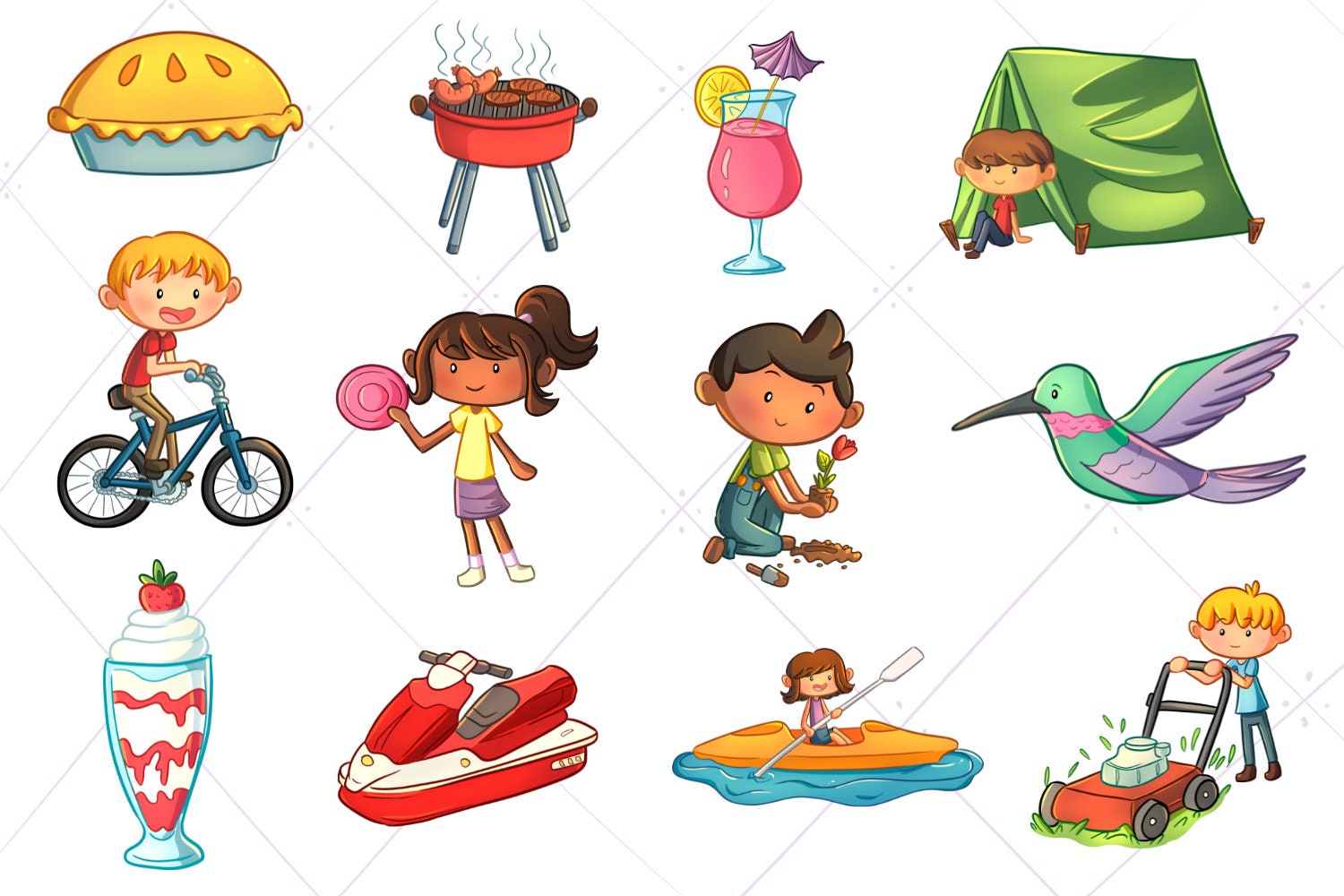 Summer Alphabet Clip Art Collection, Summer Things Clip Art, Summer ...