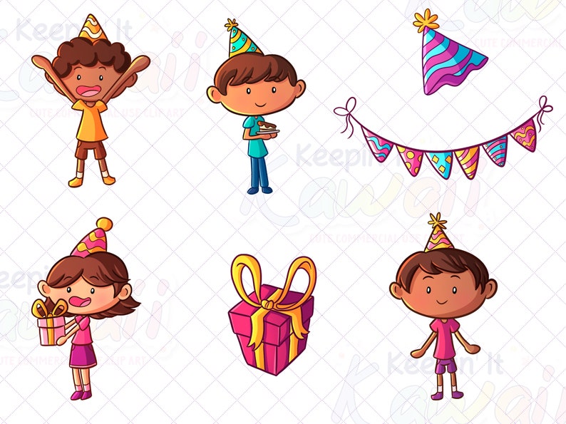 Party Time Birthday Clipart, Happy Birthday Clip Art, Kids Party ...