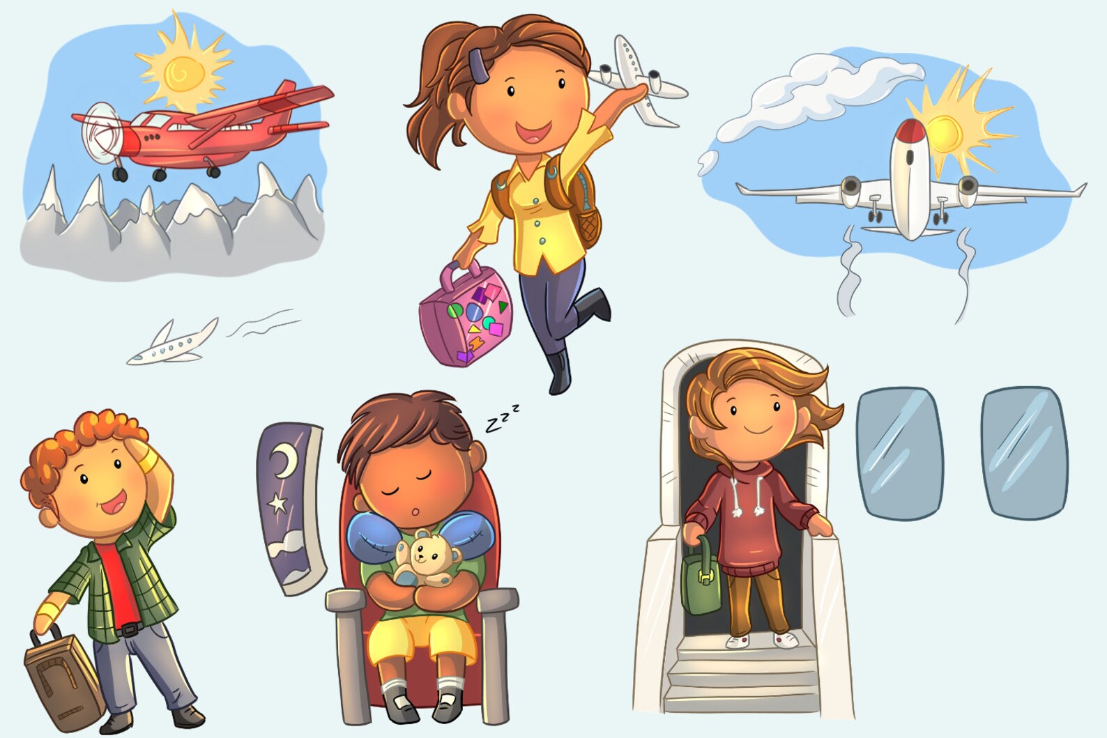 Airplane Travel Clip Art, Cute Airplane Clipart, Vacation Clipart ...