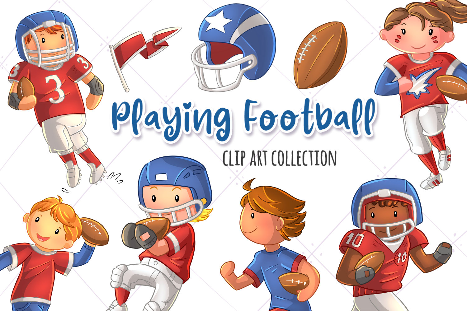 Kids Playing Football Sports Clip Art Collection Cute - Etsy