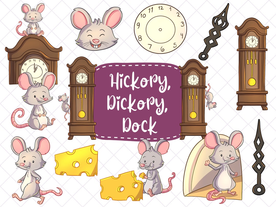 Hickory Dickory Dock, Nursery Rhyme Clipart, Cute Mother Goose Clip Art ...