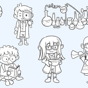 Cute Science Lab Clipart, Kid Scientist Clip Art, Kawaii Laboratory ...