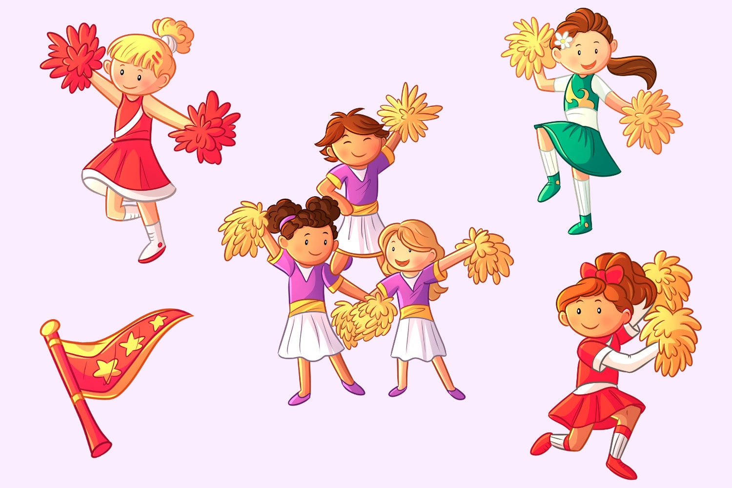 Cheerleading Clipart, Cute Cheerleader Kids Clip Art, Cheerleader Kids ...