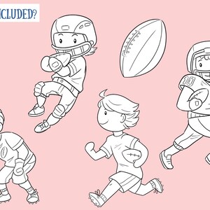 Kids Playing Football Sports Digital Stamps Collection, Cute Football ...