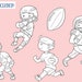 Kids Playing Football Sports Digital Stamps Collection, Cute Football ...