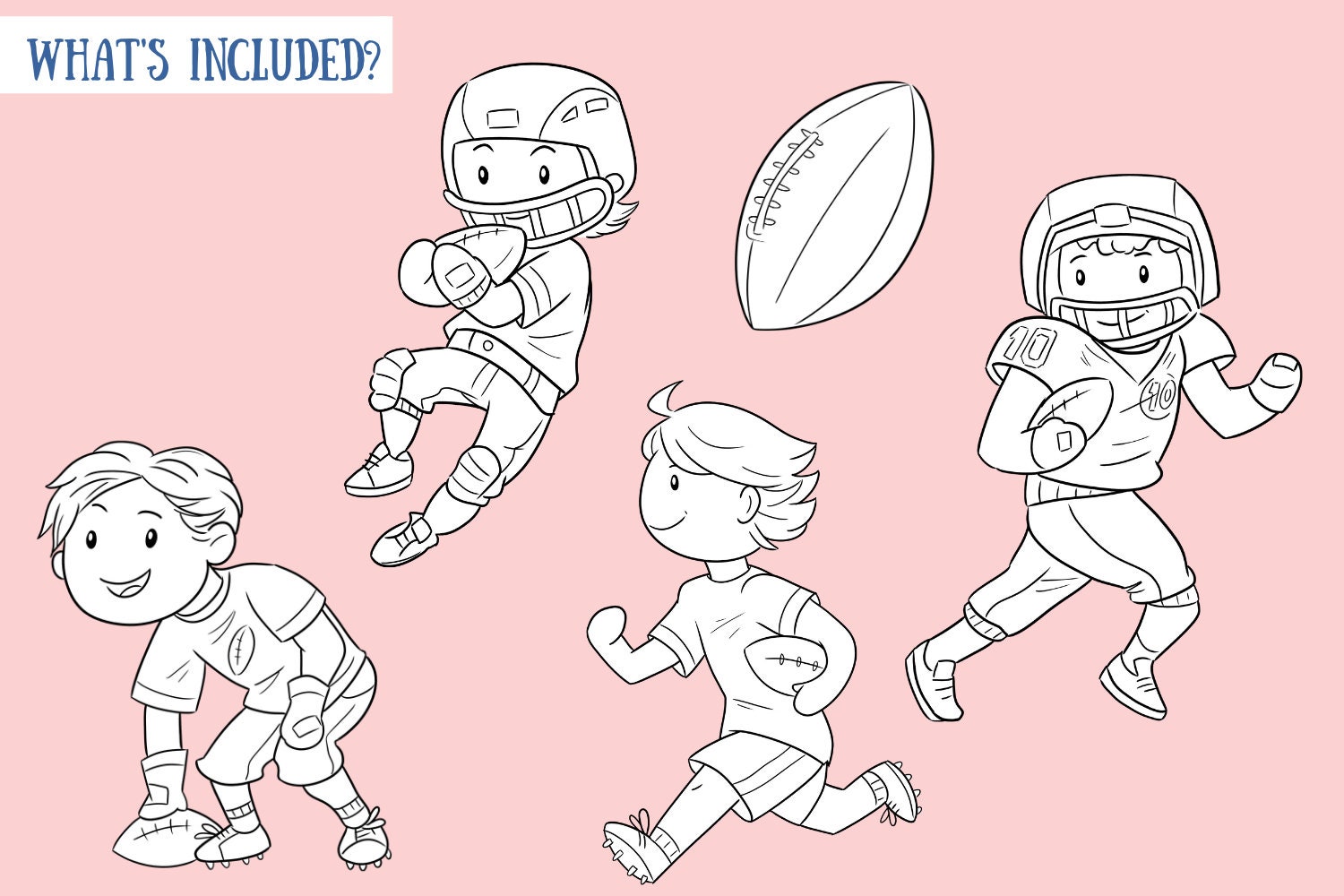Kids Playing Football Sports Digital Stamps Collection, Cute Football ...