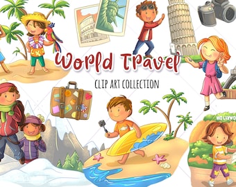 Cute Kids Packing Clip Art, Packing for Vacation, Vacation Clipart ...