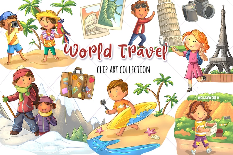 World Travel Clip Art, Tourists Clipart, Vacation Clipart, Travel ...