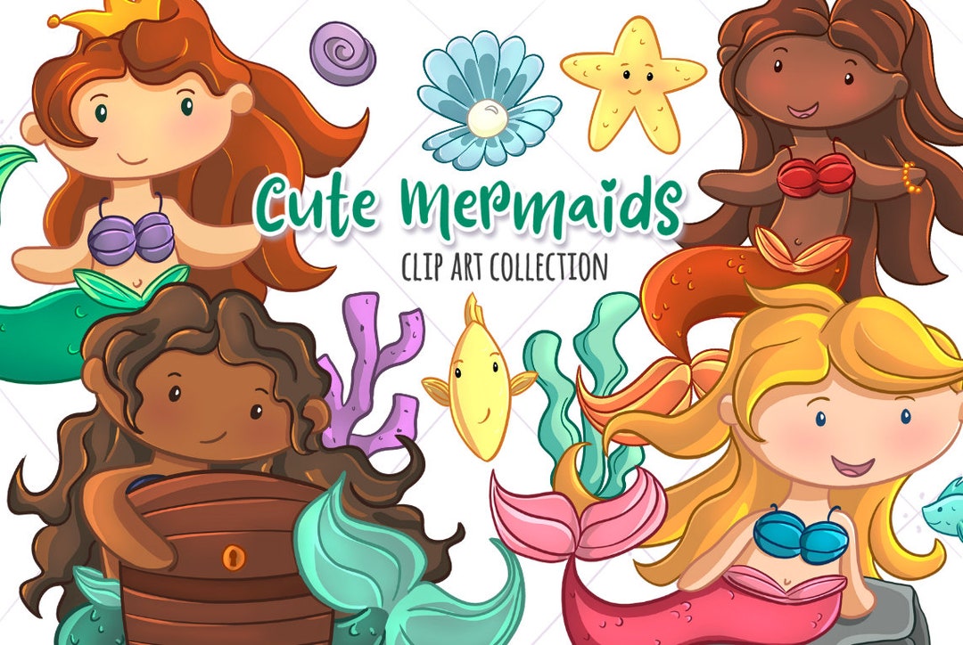 Mermaid Clipart Mermaids Clip Art Ocean Life Clipart - Etsy