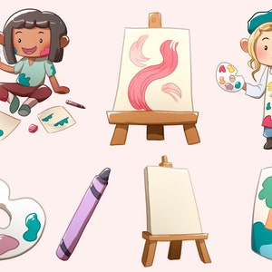 Artist Girls Clip Art, Cute Artist Graphics, Cute Kids Art Clipart ...