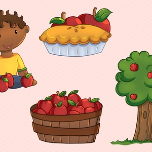 Apple Harvest Clip Art Collection, Fall Apples, Kids Picking Apples ...