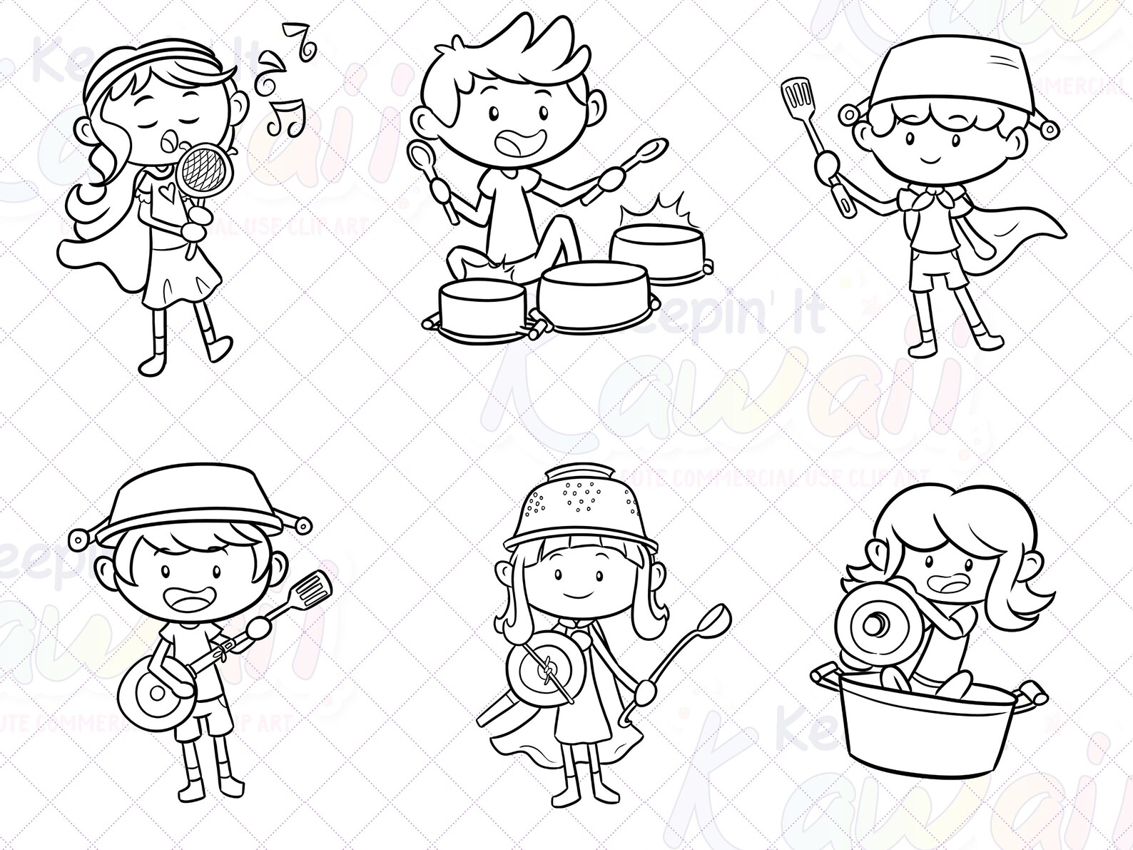 Pretend Play Kids Clip Art, Imagination Clipart, Cute Pretend Play ...