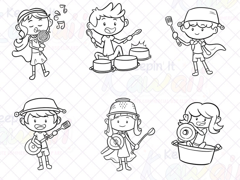 Pretend Play Kids Clip Art, Imagination Clipart, Cute Pretend Play ...