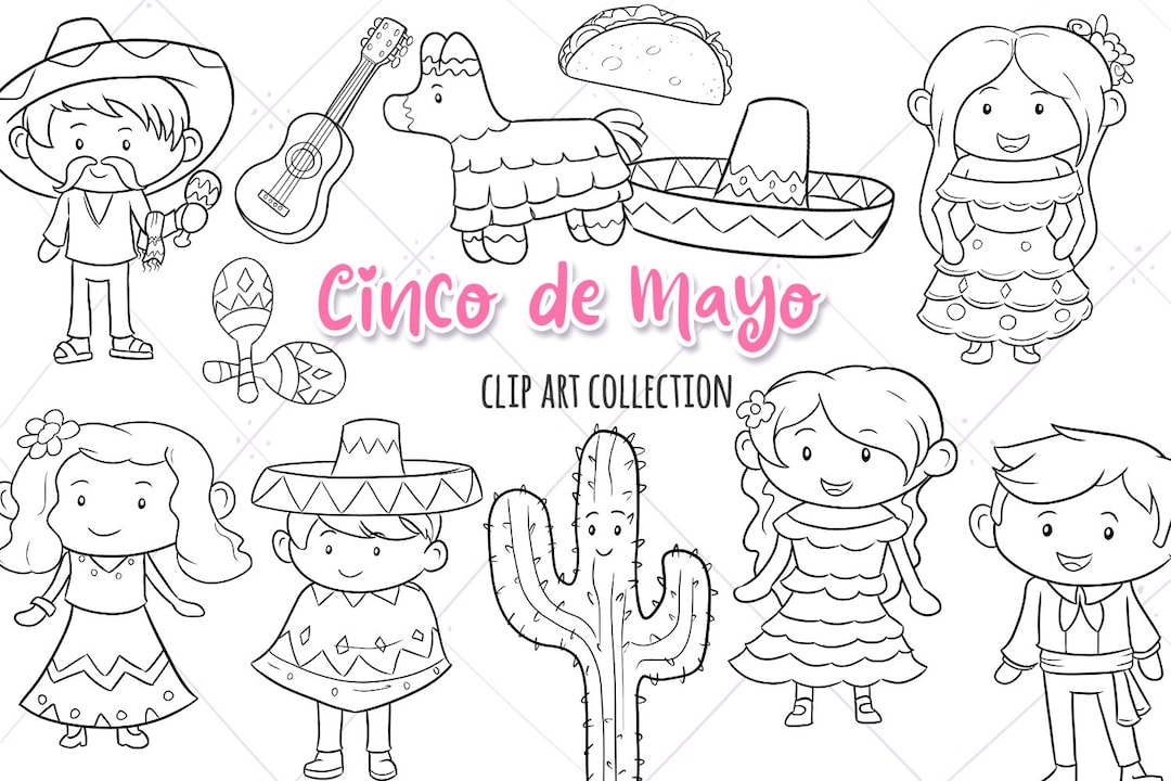 Cinco De Mayo Clipart, Mexican Fiesta Clip Art, Cute Taco Clipart - Etsy