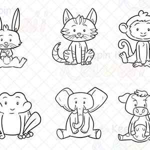 Cute Animals Clipart, Sitting Animals Clip Art, Cute Animals Clipart ...