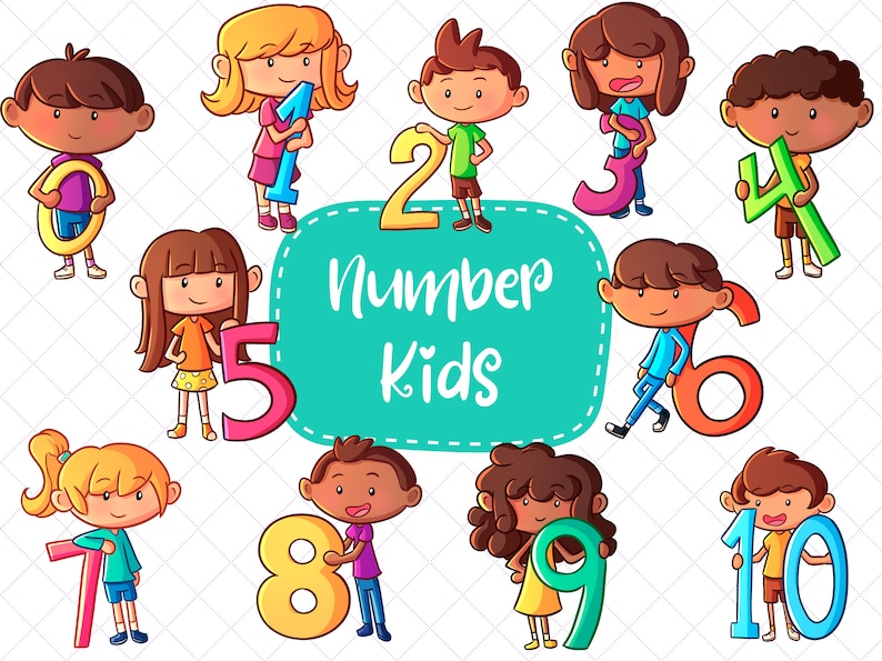 Kids With Numbers Clip Art, Counting Clipart, Kids Classroom Clipart ...