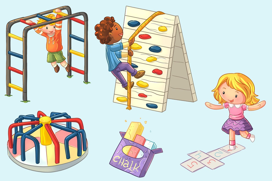 Playground Kids Clip Art Collection, Kids Playing, School Playground ...