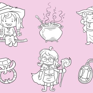 Playful Witches Clipart Collection Cute Fantasy Witches Clip | Etsy
