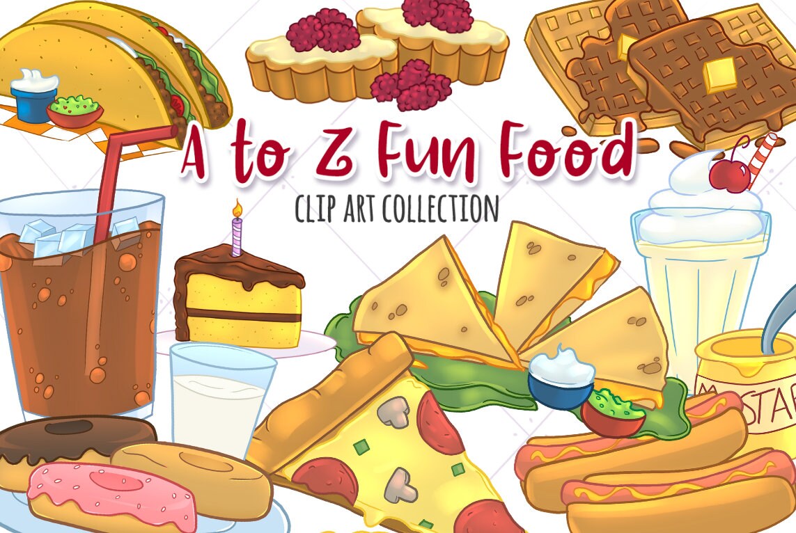 Cute A to Z Food Clip Art, Instant Download, Fun Junk Food Illustration ...