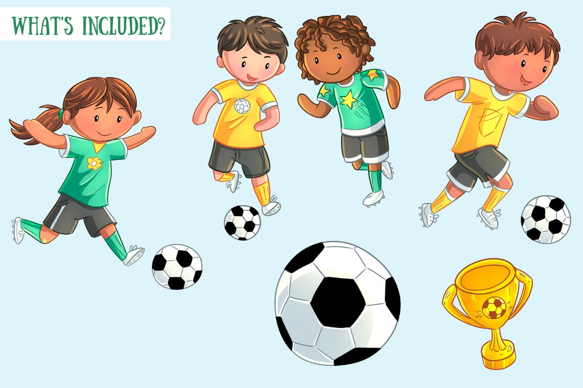 Kids Playing Soccer Sports Clip Art Collection, Cute Soccer, Kawaii ...