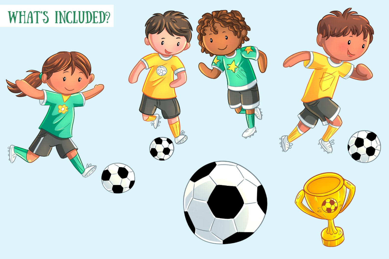 Kids Playing Soccer Sports Clip Art Collection, Cute Soccer, Kawaii ...
