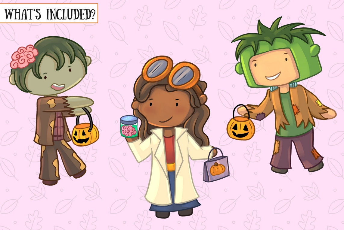 Cute Kids Trick or Treat Clip Art Set Kids Trick or Treating Clipart ...