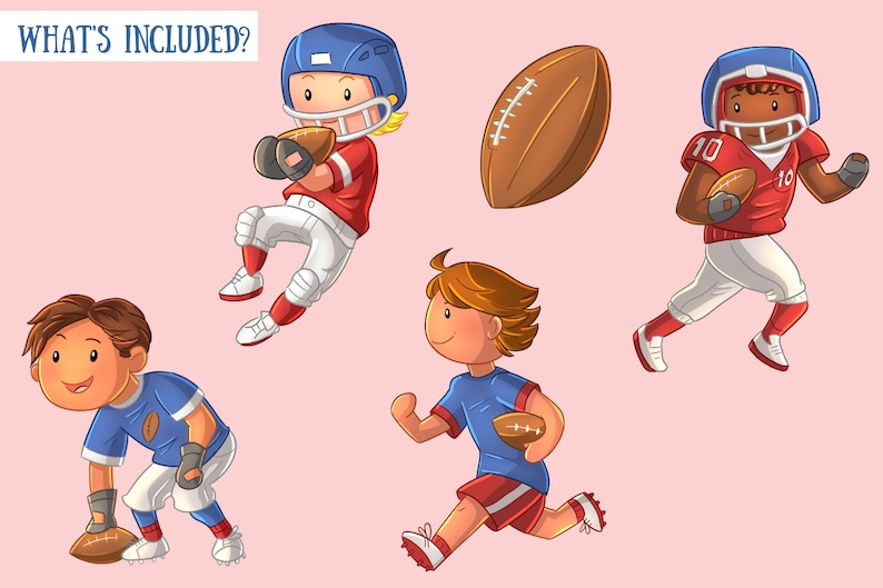 Kids Playing Football Sports Clip Art Collection Cute - Etsy