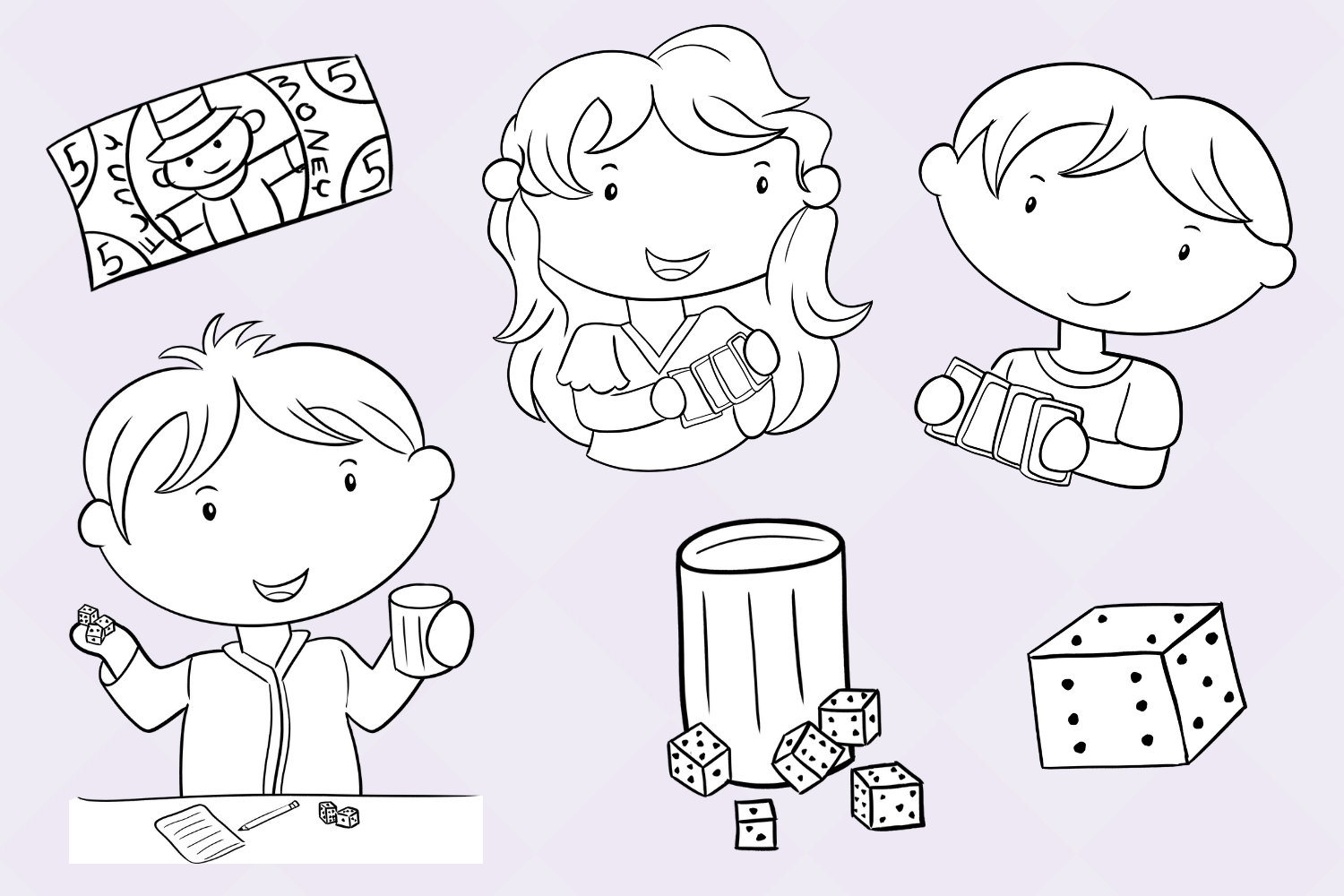 Children Playing Games Clipart Black And White