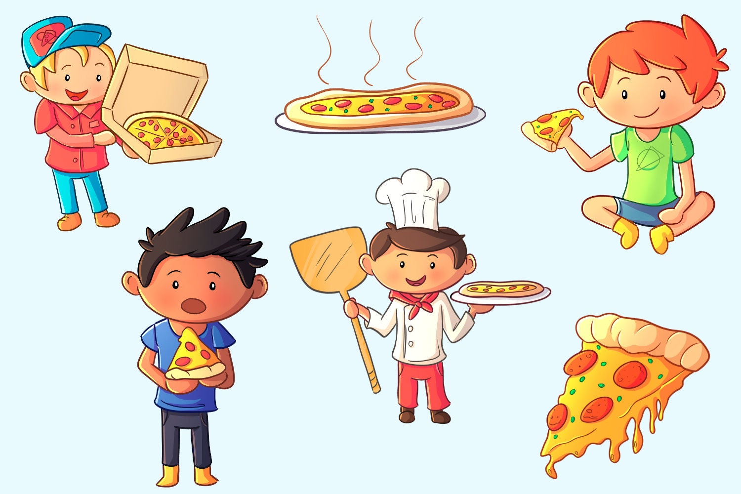 Pizza Party Clipart, Cute Pizza Party Boys Clip Art, Pizza Party ...