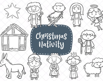 Cute Christmas Nativity Clip Art, Bible Story Christmas Clipart, Jesus ...