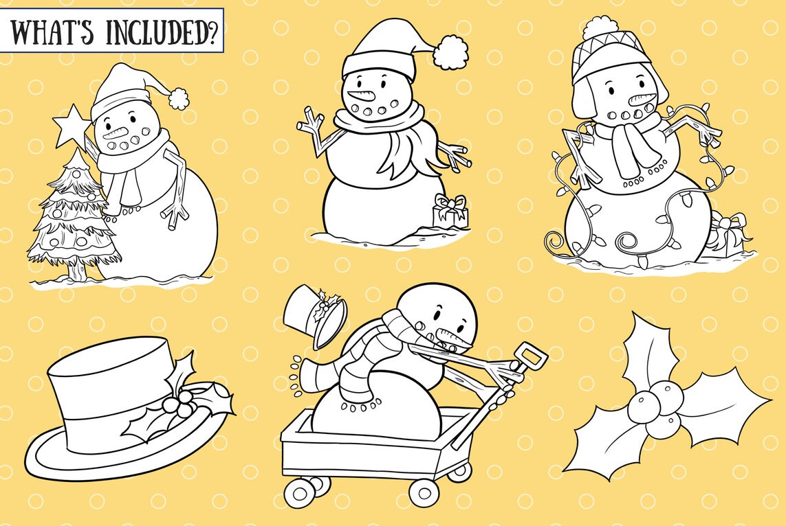 Winter Snowmen Black and White Collection, Cute Christmas Stamps ...